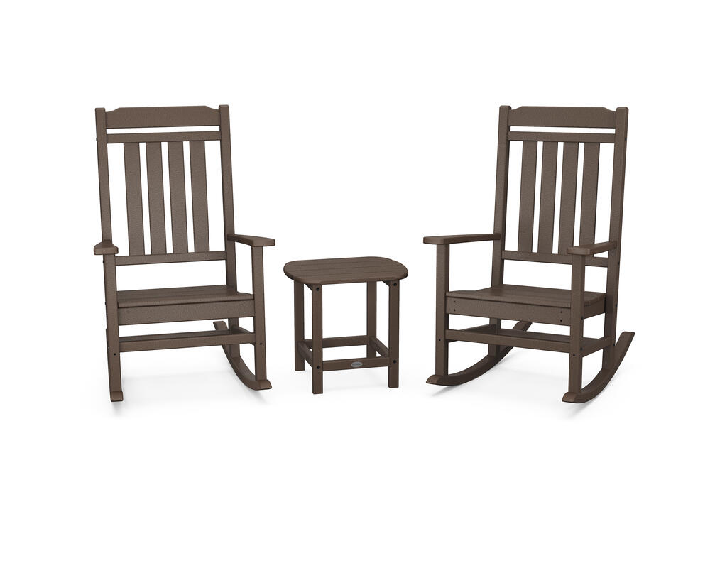 POLYWOOD Great Lakes Mahogany 3 Piece Rocking Chair Seating Patio Set