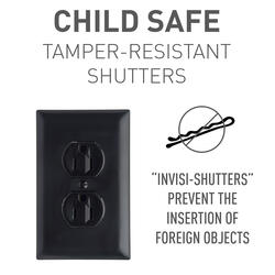 Legrand® TradeMaster® 15 Amp Black Tamper-Resistant Duplex Outlet at ...