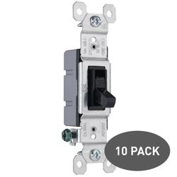 Legrand® TradeMaster® 15 Amp 1 Pole Black Toggle Light Switch - 10 Pack ...
