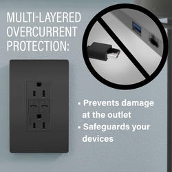 Legrand® radiant® 15 Amp Black Tamper-Resistant USB Dual Type C USB ...