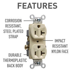 Legrand® 15 Amp Ivory Heavy-Duty Duplex Outlet at Menards®