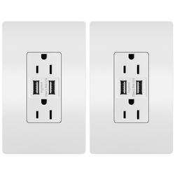 Legrand® radiant® 15 Amp White Tamper-Resistant Dual Type A USB Outlet ...