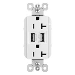 Legrand® 20 Amp White Tamper-Resistant Dual Type A USB Outlet at Menards®