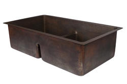 Premier Copper Products Dual-Mount 33" Copper Double Bowl Kitchen Sink ...