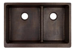 Premier Copper Products Farmhouse/Apron Front 33" Copper Double Bowl ...