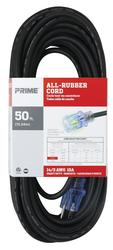 Prime 50' 14/3 All-Rubber Medium-Duty Black Outdoor Extension Cord at ...