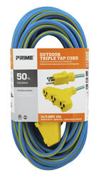 Prime 50' 14/3 Heavy-Duty Blue/Yellow 3- Outlet Outdoor Extension Cord ...
