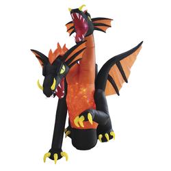 Pumpkin Hollow® 8' Lighted Orange Two-Headed Dragon Halloween ...