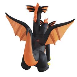 Pumpkin Hollow® 8' Lighted Orange Two-Headed Dragon Halloween ...