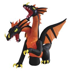 Pumpkin Hollow® 8' Lighted Orange Two-Headed Dragon Halloween ...