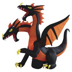 Pumpkin Hollow® 8' Lighted Orange Two-Headed Dragon Halloween ...
