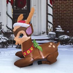 Enchanted Forest® 4' LED Vintage Reindeer Christmas Inflatable at Menards®