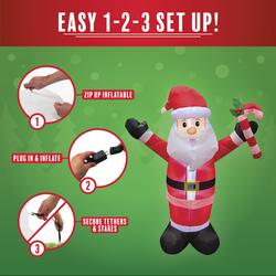 Enchanted Forest® 4' LED Santa with Candy Cane Christmas Inflatable at ...