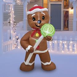 Enchanted Forest® 4' LED Vintage Gingerbread Man Christmas Inflatable ...