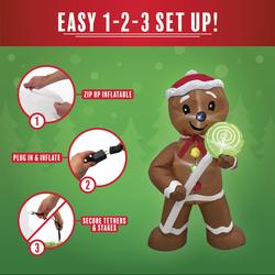 Enchanted Forest® 4' LED Vintage Gingerbread Man Christmas Inflatable ...