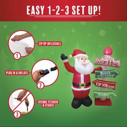 Enchanted Forest® 5' LED Santa with Street Sign Christmas Inflatable at ...