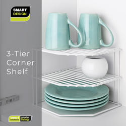 Smart Design® 9 x 8" White 3-Tier Kitchen Corner Shelf Rack at Menards®