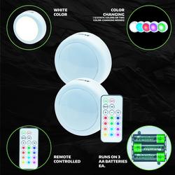 LitezAll Battery Operated Color Changing LED Puck Light - 2 Pack at ...