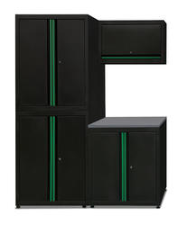 Masterforce® 61"W x 84"H x 24"D Gunmetal 4-Piece Garage Storage Cabinet ...