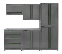 Masterforce® 91-1/2"W x 80-1/4"H x 24"D Gunmetal 6-Piece Garage Storage ...
