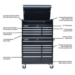 Masterforce® 41"W x 24"D Black 19-Drawer Rolling Tool Chest & Cabinet ...