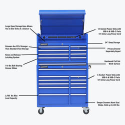 Masterforce® 41-5/8"W x 24-5/8"D Blue 11-Drawer Tool Cabinet at Menards®