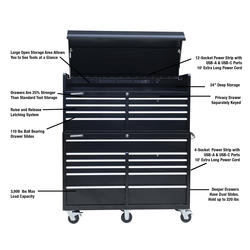 Masterforce® 56"W x 24"D Black 11-Drawer Tool Cabinet at Menards®