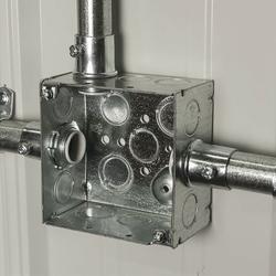 RACO 4" Galvanized Steel Square Electical Box 2-18" Deep w/ Elevated ...