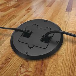 RACO 1-Gang Black Steel Round Floor Box with 125V duplex & Type A and C ...