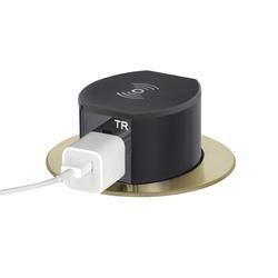 Hubbell 20-Amp Brass Pop-Up Countertop Outlet with USB A/C & Wireless ...