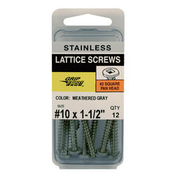 Grip Fast® #10 x 1-1/2" Square Drive Weathered Gray Pan Head Lattice ...