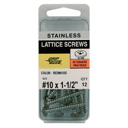 Grip Fast® #10 x 1-1/2" Square Drive Redwood Pan Head Lattice Screws ...