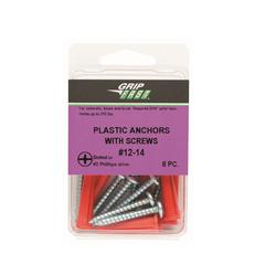Grip Fast® #12-14 x 1-3/8" Plastic Conical Wall Anchor with Screws - 8 ...