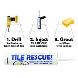 TILE RESCUE Injection Repair Flooring Adhesive - 1 Gallon Jug W/Syringe ...