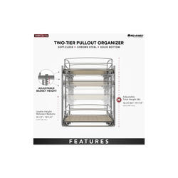 Rev-A-Shelf® Two-Tier Solid Bottom Pull-Out Base Cabinet Organizer w ...