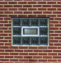 Simply Secure 32"W x 18"H Ice Pattern Hopper-Vented Glass Block Window ...