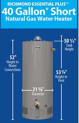 Richmond® Essential Plus® 40 Gallon Short 9-Year 38,000 BTU Tank ...