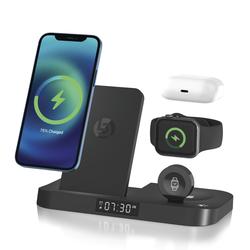 Trio Powerhouse Wireless Charging Station with LED Alarm Clock - Black ...