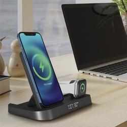 Trio Powerhouse Wireless Charging Station with LED Alarm Clock - Black ...