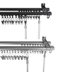 Haus Designs 66"-120" Silver Adjustable Double C Track Kit with Baton ...
