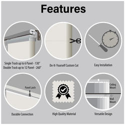 Haus Designs 58"-110"W x 94"H Pebble 5-Panel Single Rail Extendable ...