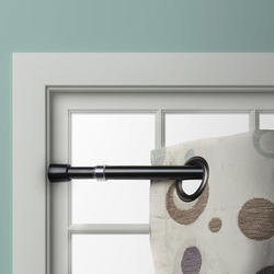 Haus Designs 48"-84" Black Round Spring Tension Curtain Rod at Menards®