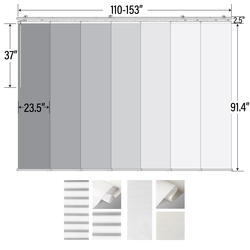 Haus Designs 110"-153"W x 94"H Stripe White Voile Weave Alabaster 7 ...
