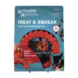 Master Paws® Treat & Squeak Treat Dispensing Dog Toy with Maple Bacon ...