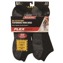 Genuine Dickies® Men's Dri-Tech No Show Black 6-12 Work Socks - 6 Pairs ...