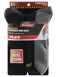 Genuine Dickies® Men's Dri-Tech Crew Black 12-15 Work Socks - 6 Pairs ...