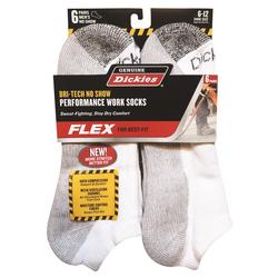 Genuine Dickies® Men's Dri-Tech No Show White 6-12 Work Socks - 6 Pairs ...