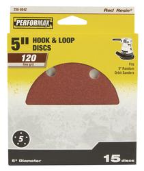 Performax® 5" 120-Grit 5-Hole Hook & Loop Sanding Disc - 15 Pack at ...