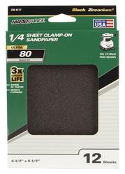 Masterforce® 4-1/2" x 5-1/2" 80-Grit Clamp-On 1/4 Sheet Sandpaper - 12 ...