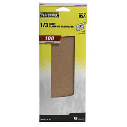 Performax® 3-2/3" x 9" 100-Grit Clamp-On 1/3 Sheet Sandpaper - 6 Pack ...